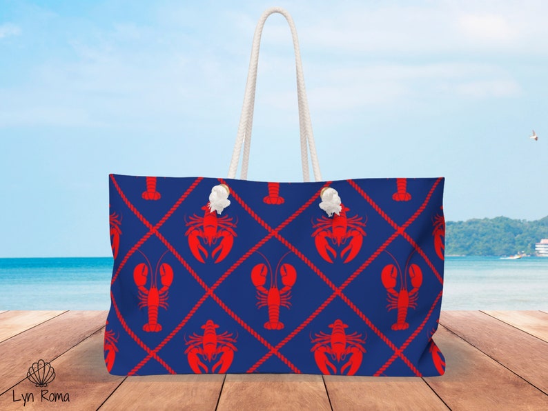Red Lobster Large Beach Bag. Rope Handle Tote Bag. Weekender - Etsy