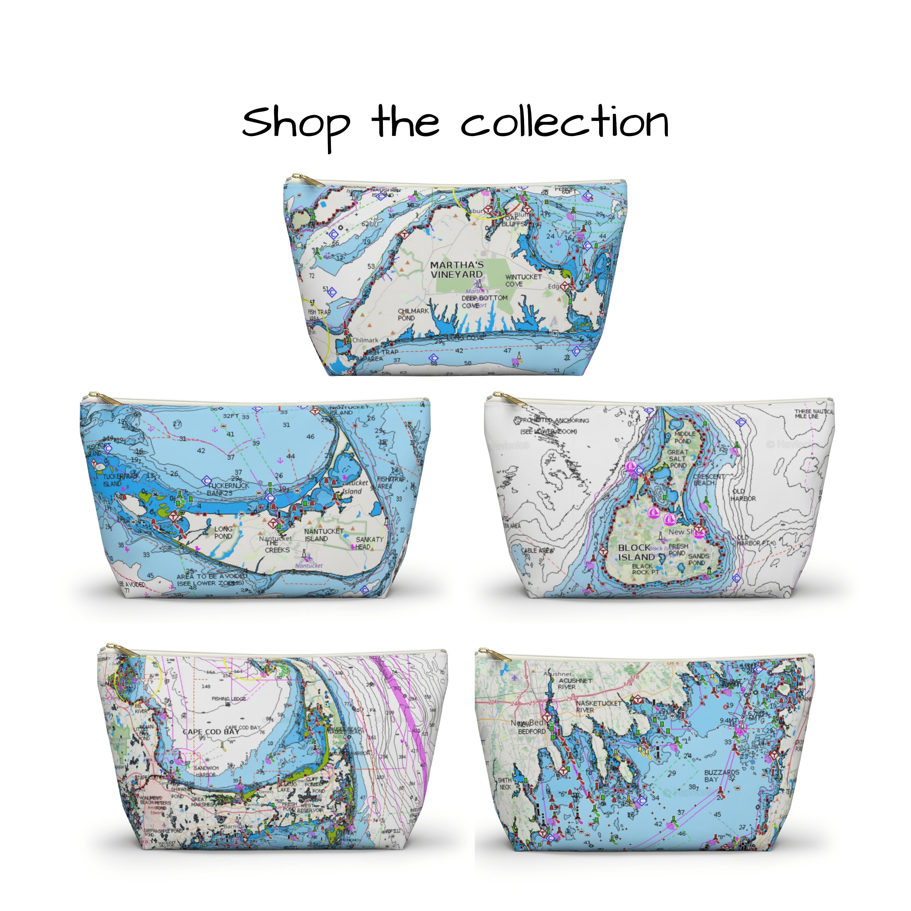 Cape Cod Pouch. Nautical Map Accessory Bag. Available in 2 Sizes. - Etsy