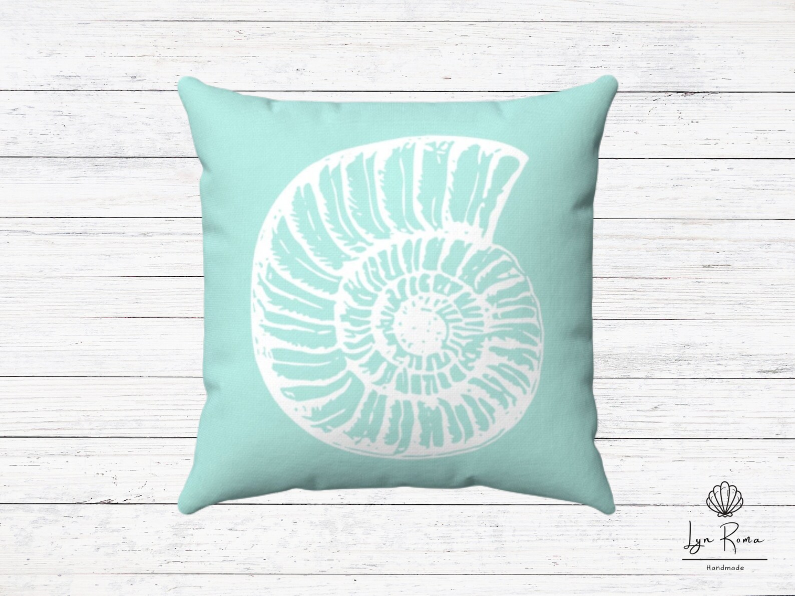 Aqua Blue Seashell Pillow Coastal Home Decor Square Pillow | Etsy