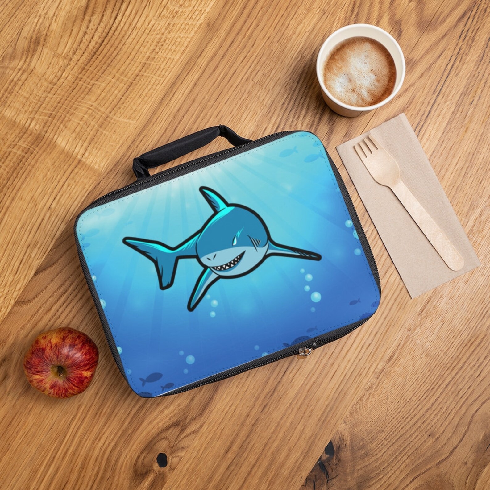 Shark Lunch Bag. Blue Ocean Bag, Personalized Lunch Box. 10 X 7.5 X 3 ...