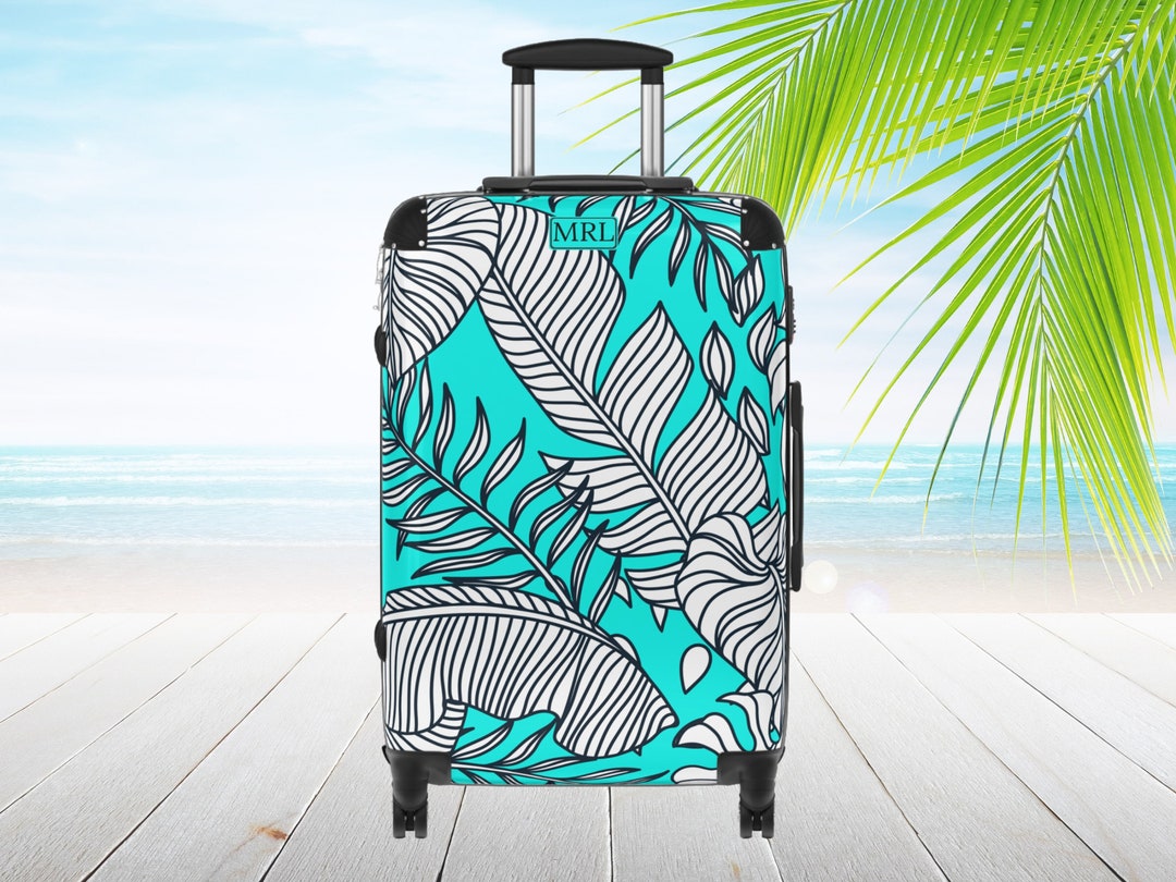 Turquoise Palm Tree Suitcase. Personalized Custom Luggage, 3 Sizes ...
