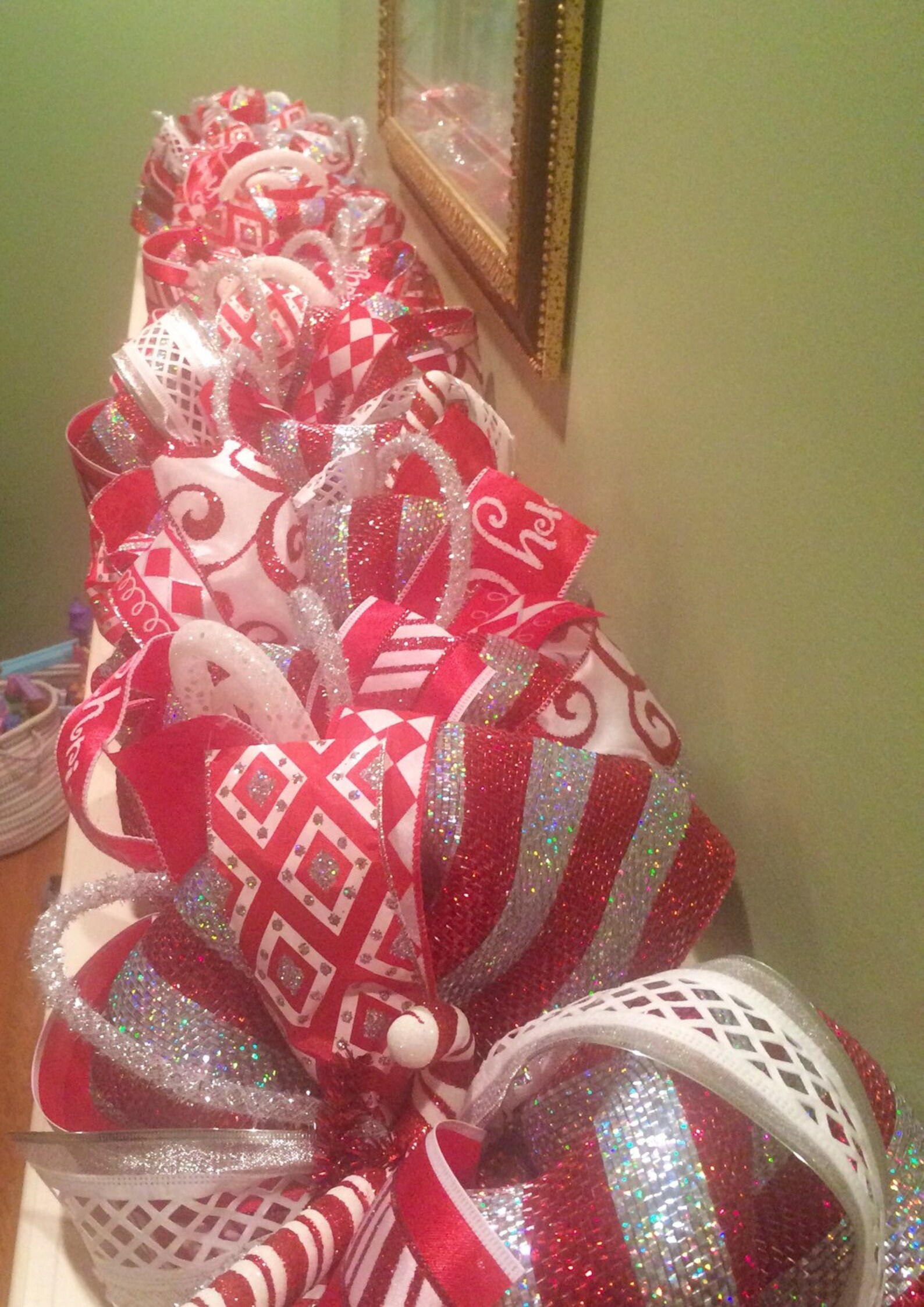 Whimsical Christmas Garland Red and White Garland | Etsy