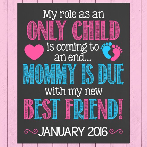 Pregnancy Announcement Chalkboard Poster Second Child - Etsy