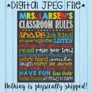 Classroom Rules Chalkboard Sign Teacher Wall Decor Chalkboard Teacher ...