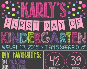 First Day of Kindergarten Sign. Instant Digital Download. - Etsy
