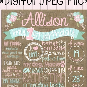 Burlap First Birthday Board Shabby Chic Birthday Vintage - Etsy