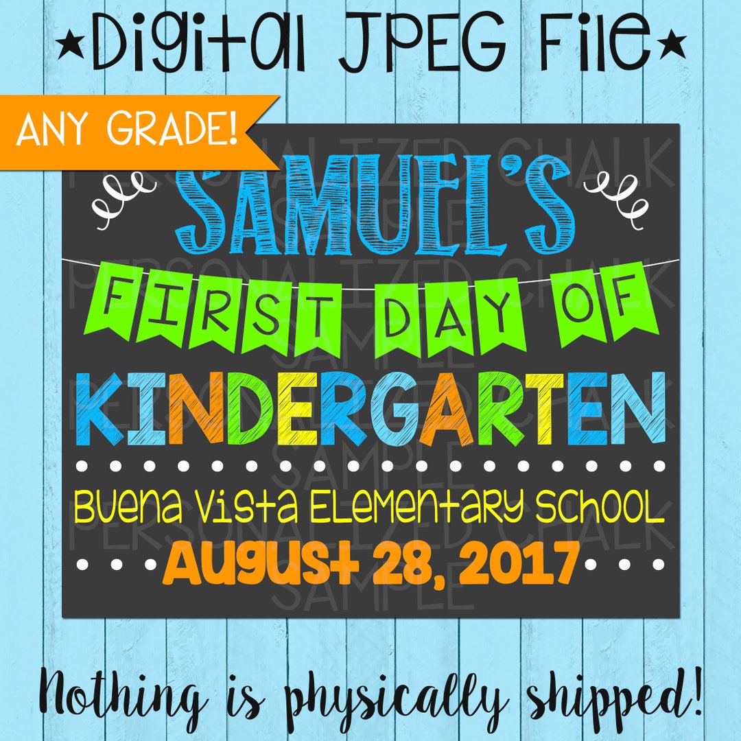 First Day of School Chalkboard Poster Printable Pre-k Preschool Photo ...