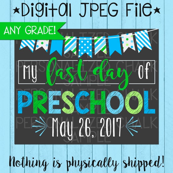 Last Day of School Chalkboard Poster Printable Pre-k | Etsy