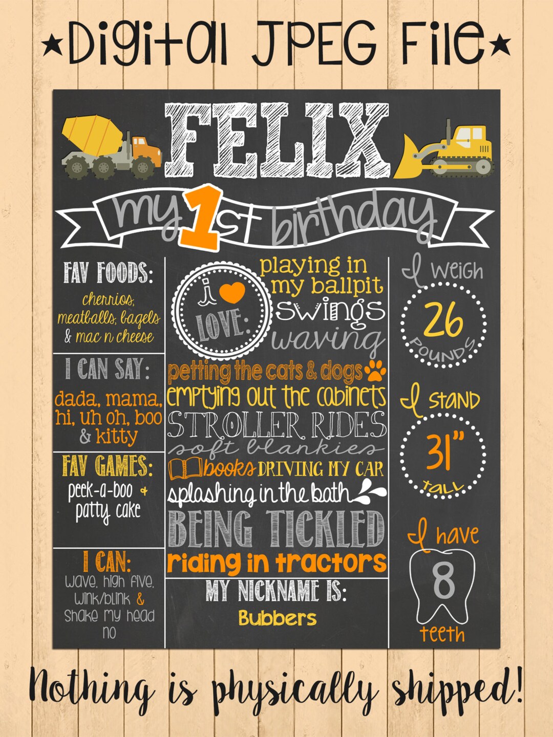 Construction Theme Birthday Chalkboard Poster Birthday Board ...