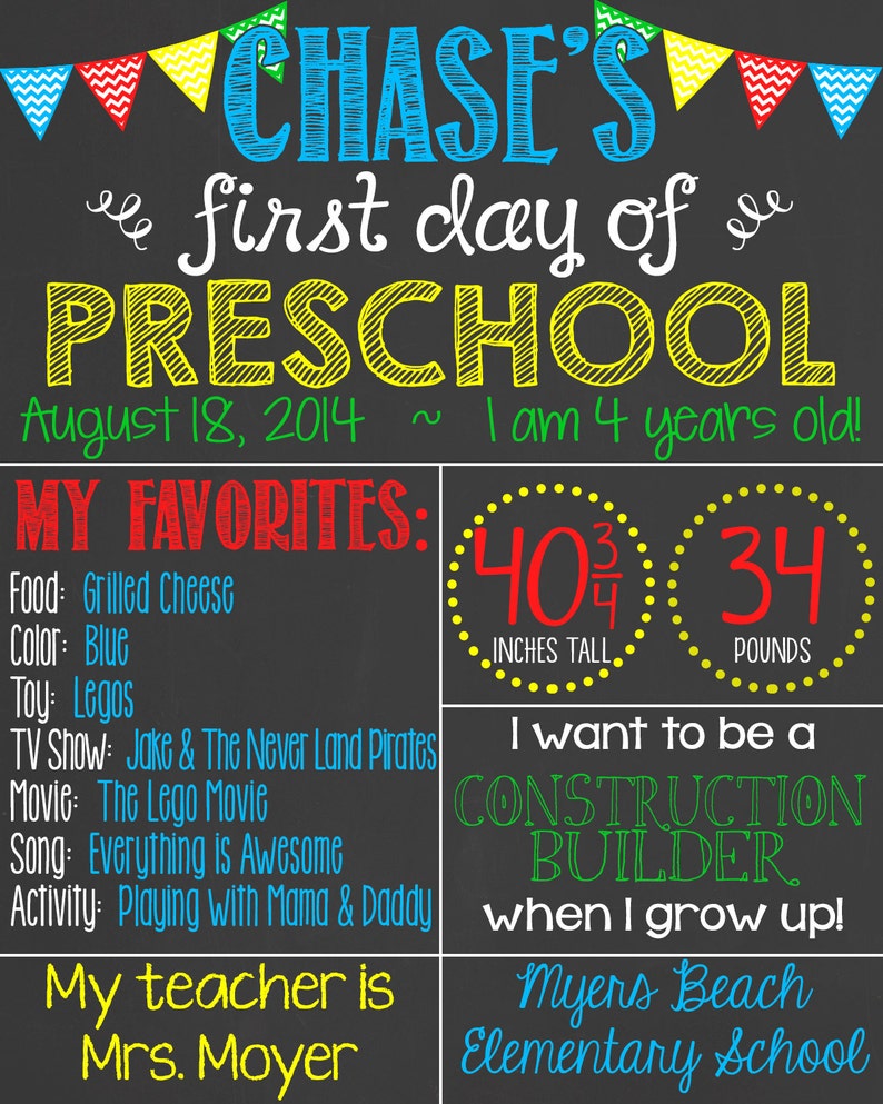First Day of School Chalkboard Poster First Day of | Etsy