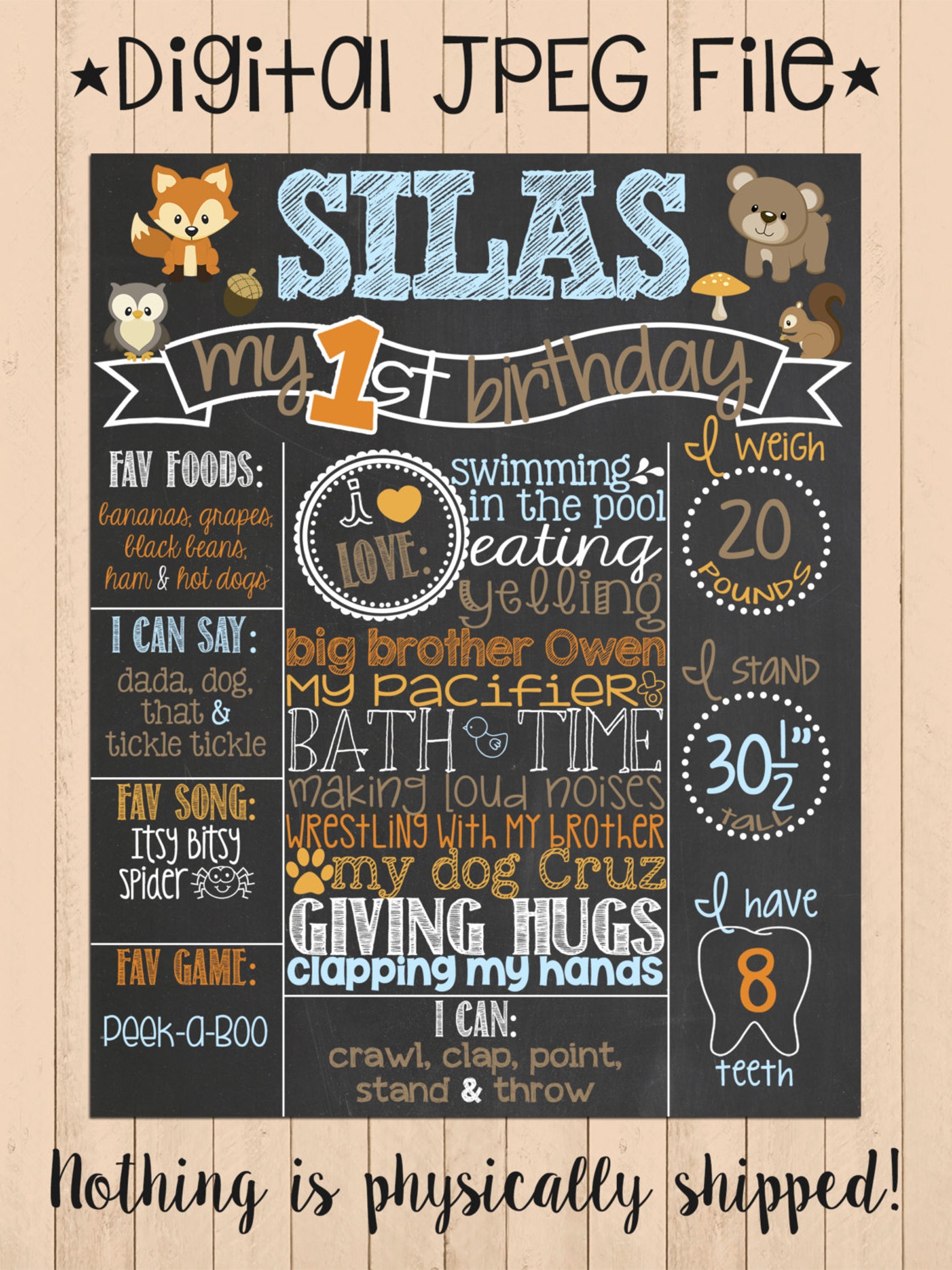 Forest Theme Birthday Chalkboard Poster Customized Birthday - Etsy