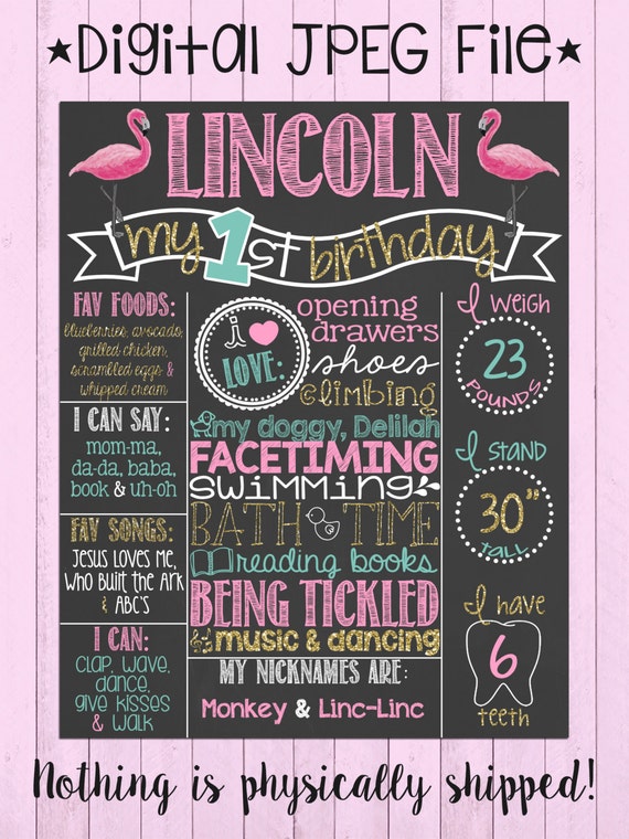 Pink Teal and Gold Glitter First Birthday Chalkboard Poster - Etsy