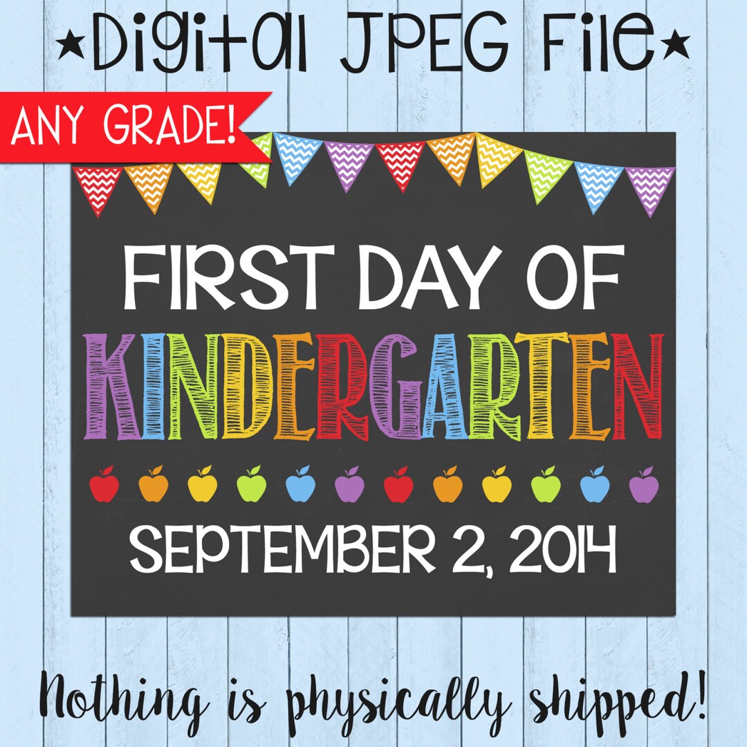 First Day of School Chalkboard Poster Printable Pre-k Preschool Photo ...