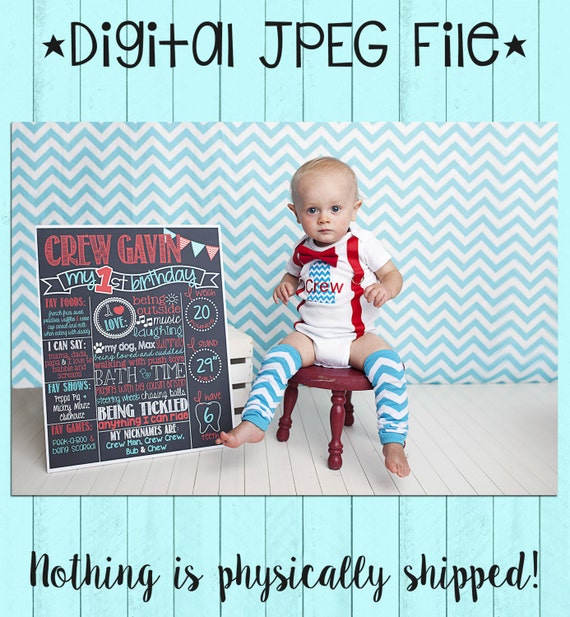 Chevron Red and Aqua First Birthday Chalkboard Poster 1st - Etsy