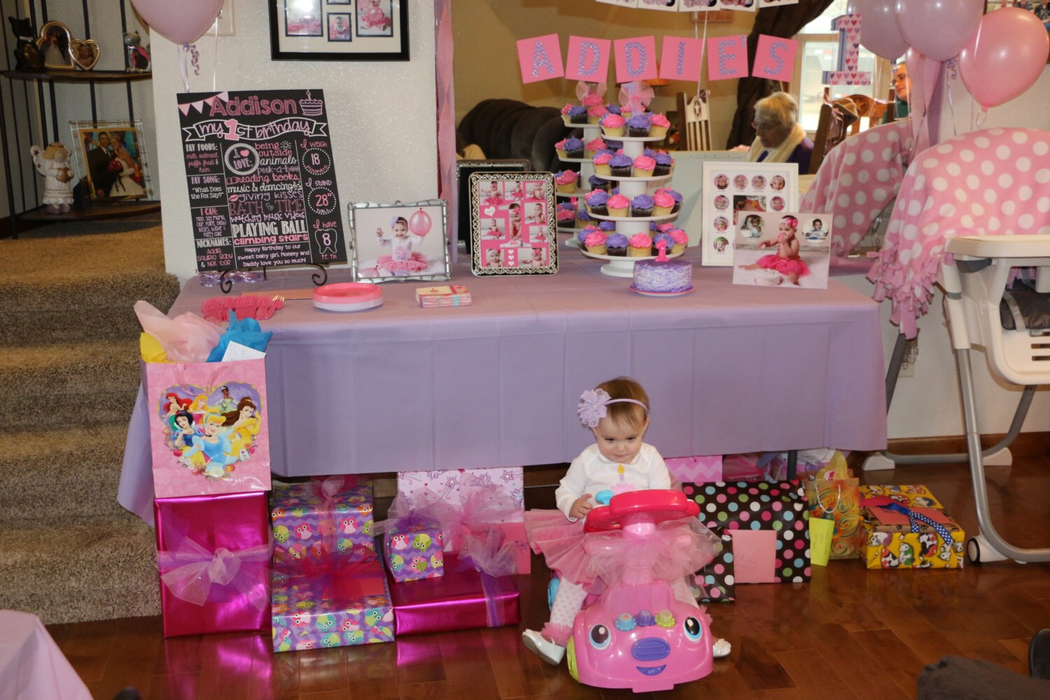 Chevron Pink and Purple First Birthday Chalkboard Poster | Etsy