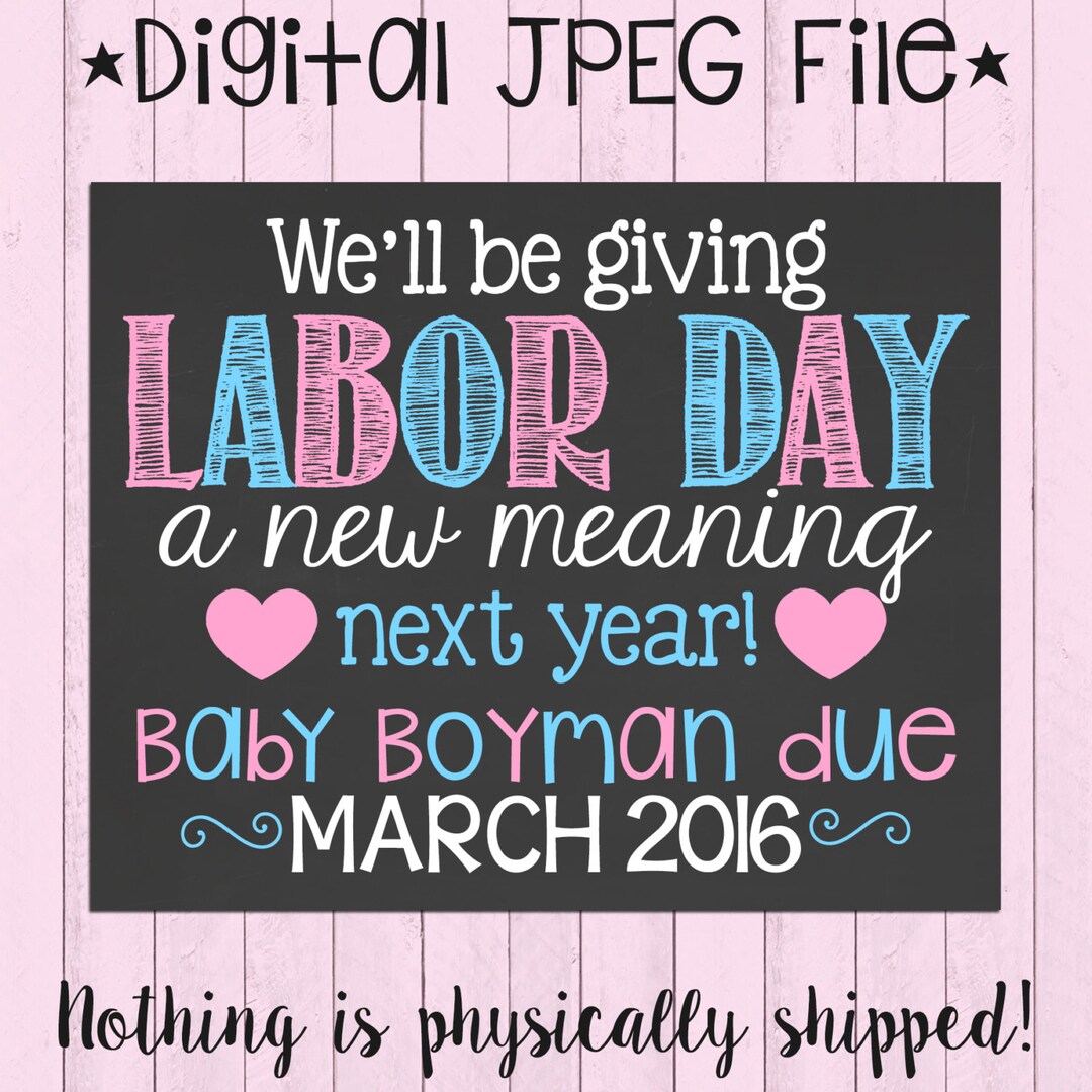 Labor Day Themed Pregnancy Announcement Chalkboard Pregnancy Reveal ...