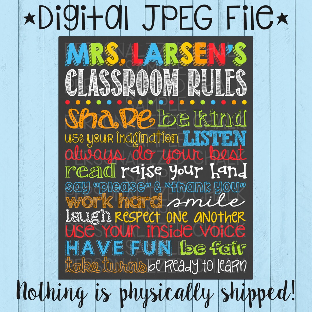 Classroom Rules Chalkboard Sign Teacher Wall Decor Chalkboard Teacher ...