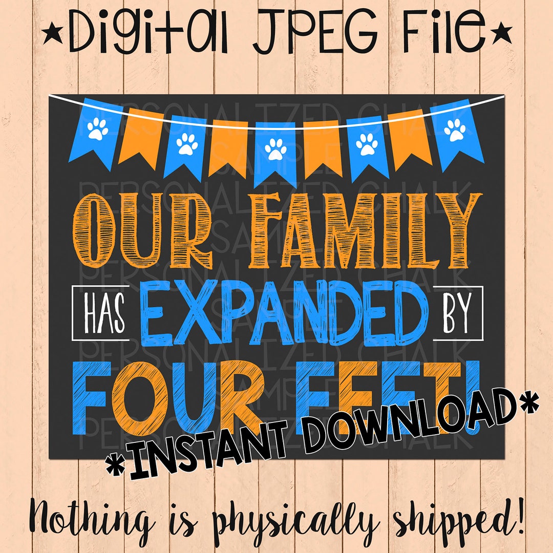 New Puppy Announcement Sign Expanded by Four Feet Blue and Orange New ...
