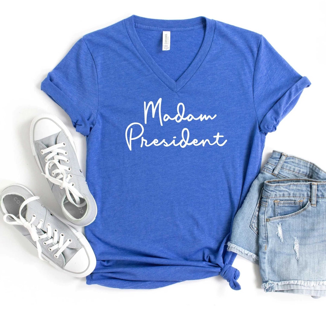 Madam President V-neck Shirt, Kamala Tim Walz Shirt Kamala Harris 2024 ...