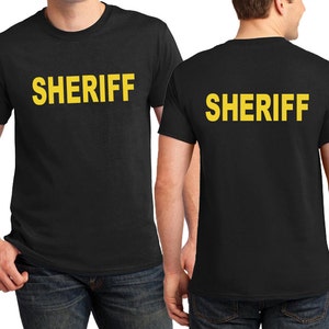 SHERIFF Logo T-shirt Halloween Costume Police Staff 2 Sided Print ...