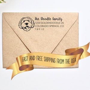Goldendoodle Address Stamp, Dog Address Stamp, Doodle Address Stamp ...