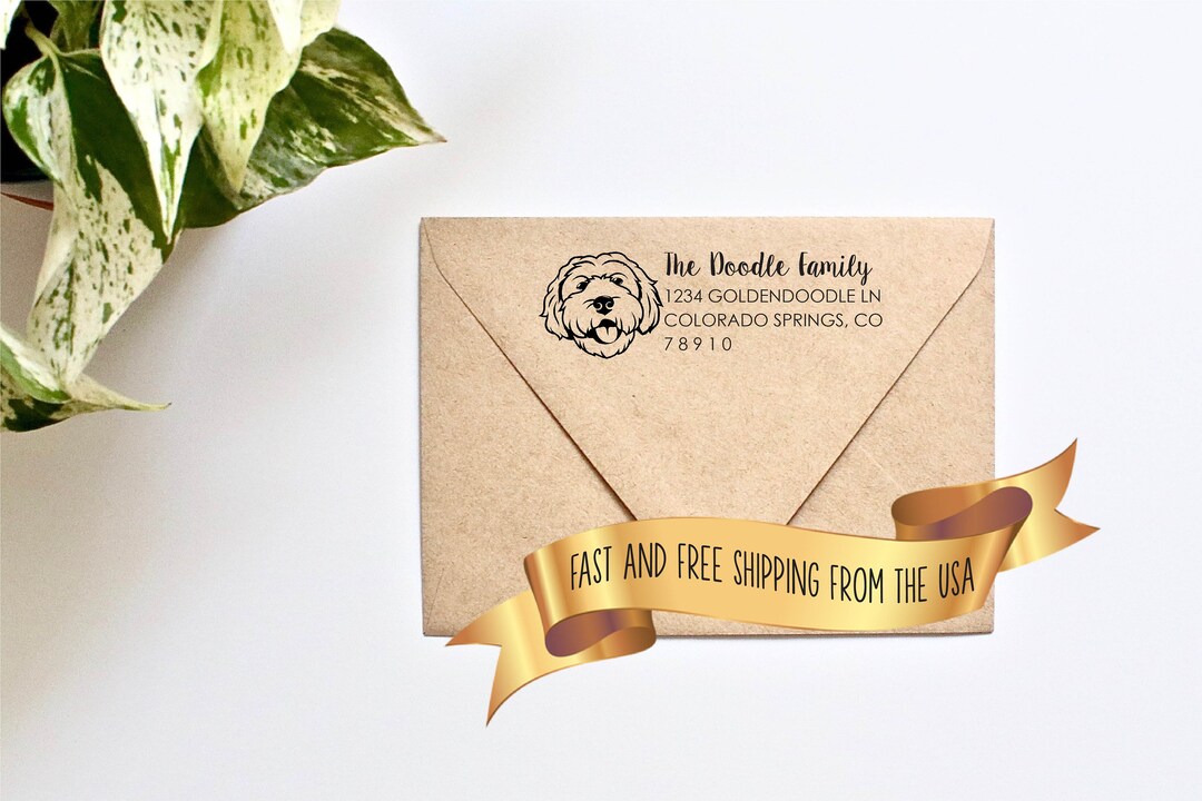 Goldendoodle Address Stamp, Dog Address Stamp, Doodle Address Stamp ...