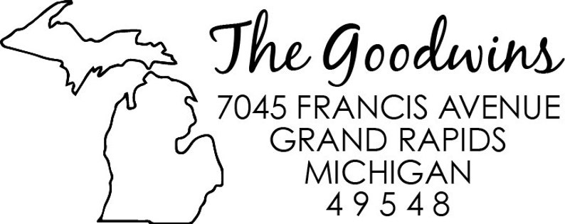 Michigan Address Stamp, Custom Address Stamp, Michigan Stamp, Self ...