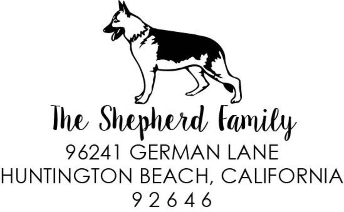 German Shepherd Address Stamp, Dog Address Stamp, GSD Stamp, German ...