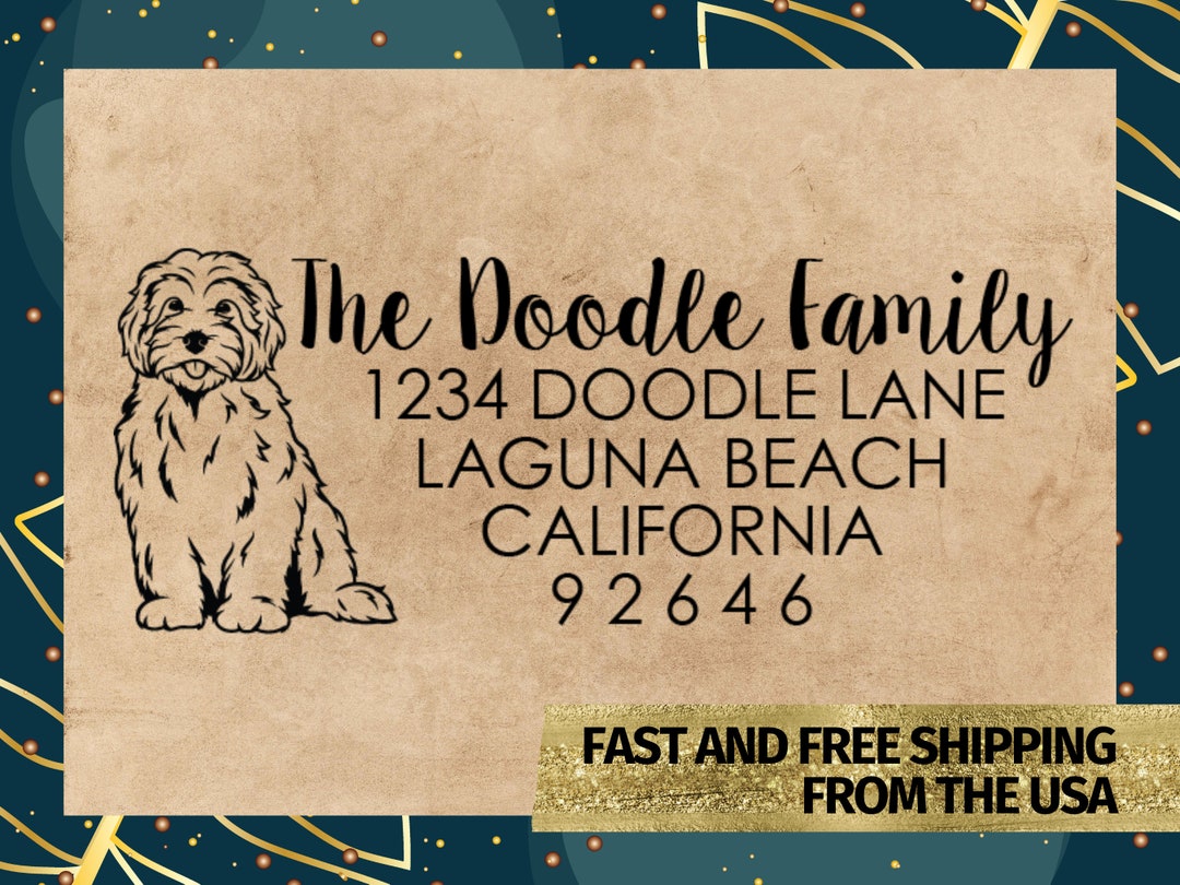 Goldendoodle Address Stamp, Labradoodle Custom Stamp, Golden Doodle ...