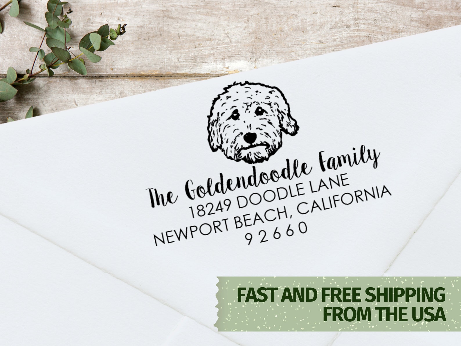 Goldendoodle Address Stamp, Dog Address Stamp, Doodle Address Stamp ...