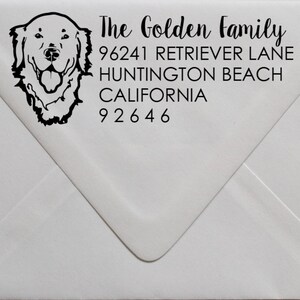 Golden Retriever Address Stamp, Dog Address Stamp, Retriever Stamp ...