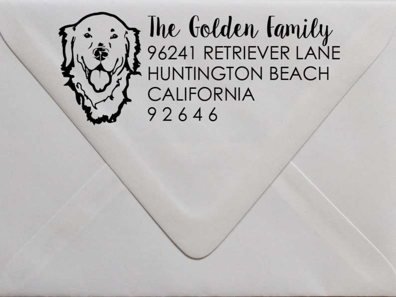 Golden Retriever Address Stamp, Dog Address Stamp, Retriever Stamp ...