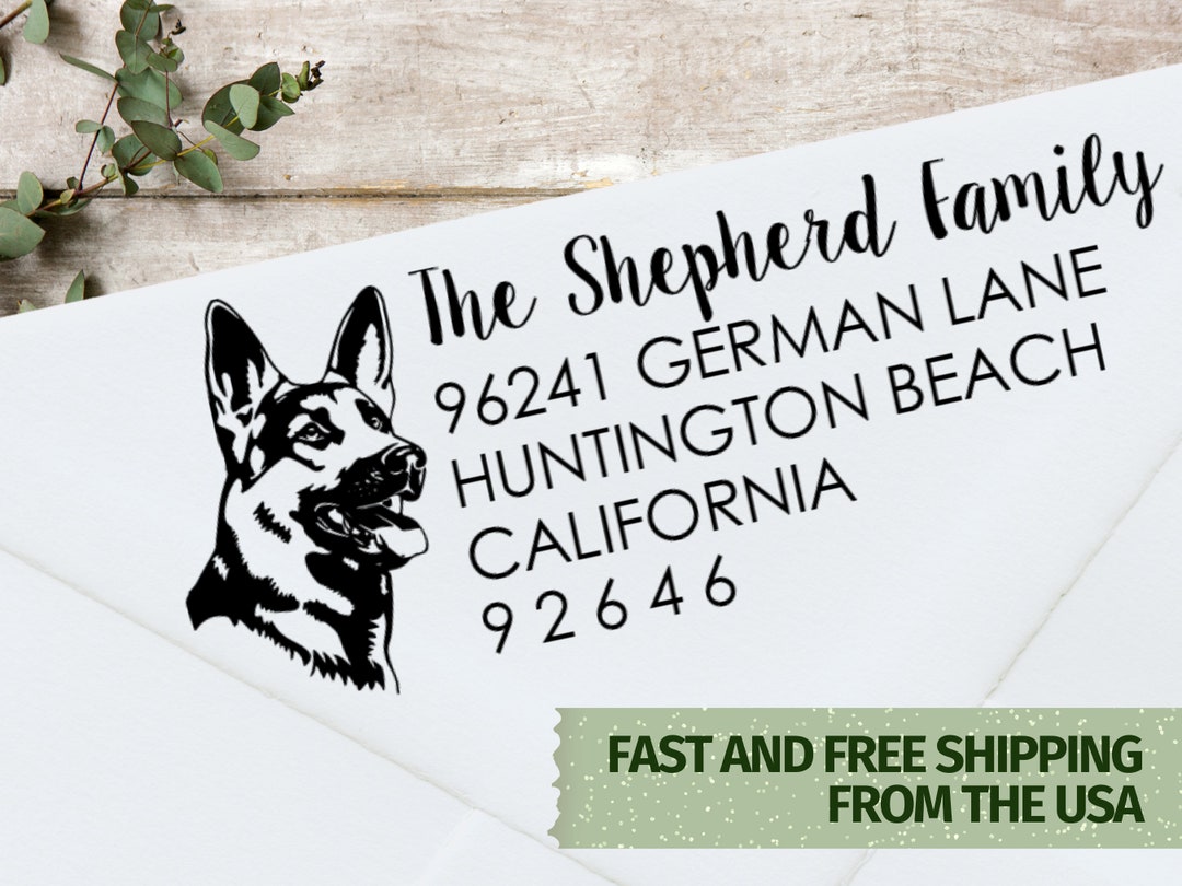 German Shepherd Address Stamp, Dog Address Stamp, GSD Stamp, German ...