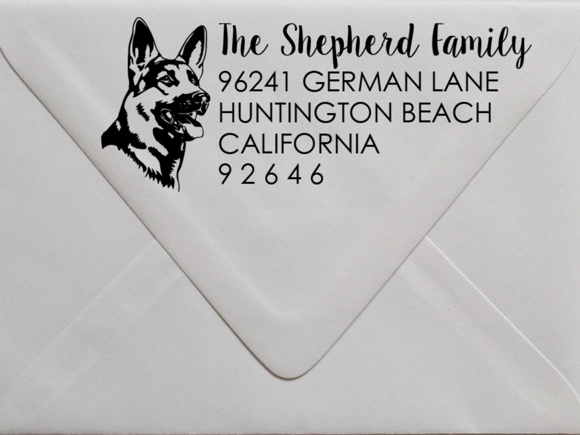 German Shepherd Address Stamp, Dog Address Stamp, GSD Stamp, German ...