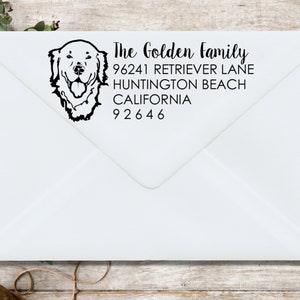 Golden Retriever Address Stamp, Dog Address Stamp, Retriever Stamp ...
