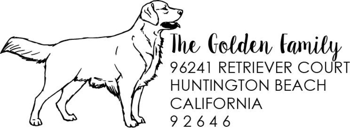 Golden Retriever Address Stamp Dog Address Stamp Retriever | Etsy
