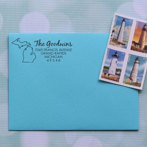 Michigan Address Stamp, Custom Address Stamp, Michigan Stamp, Self ...