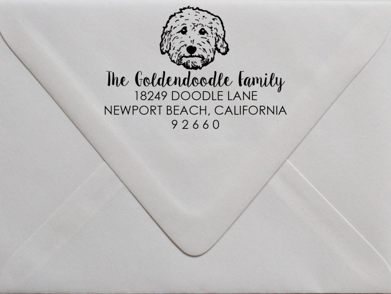 Goldendoodle Address Stamp, Dog Address Stamp, Doodle Address Stamp ...