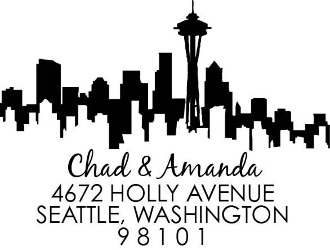 Seattle Address Stamp Seattle Stamp Seattle Skyline Address - Etsy