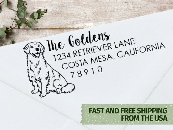 Golden Retriever Address Stamp Dog Address Stamp Pet Address - Etsy