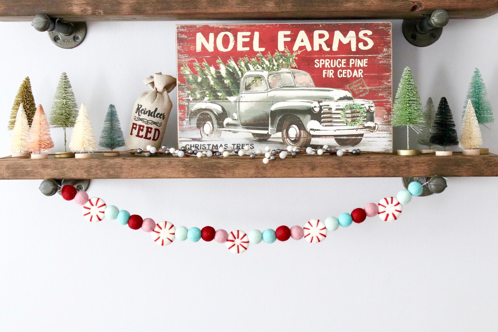 Peppermint Garland, Felt Ball Garland, Pom Garland, Christmas Garland ...
