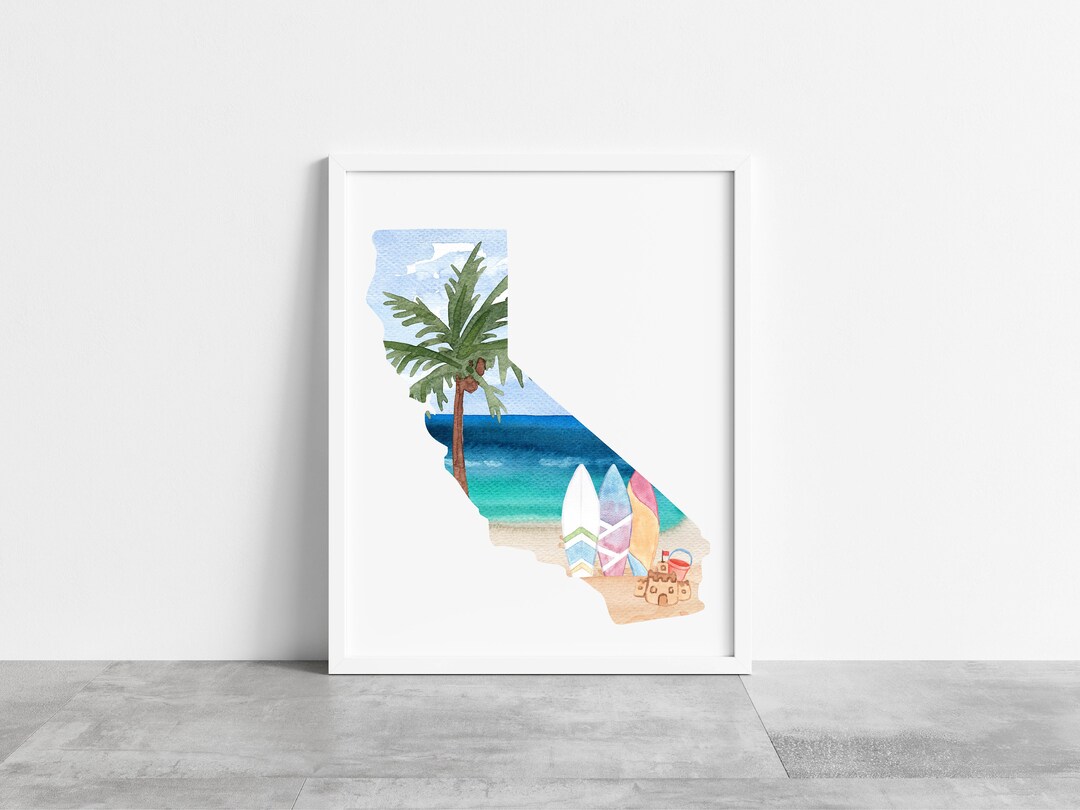 California Print, California Art Print, California Watercolor Art ...