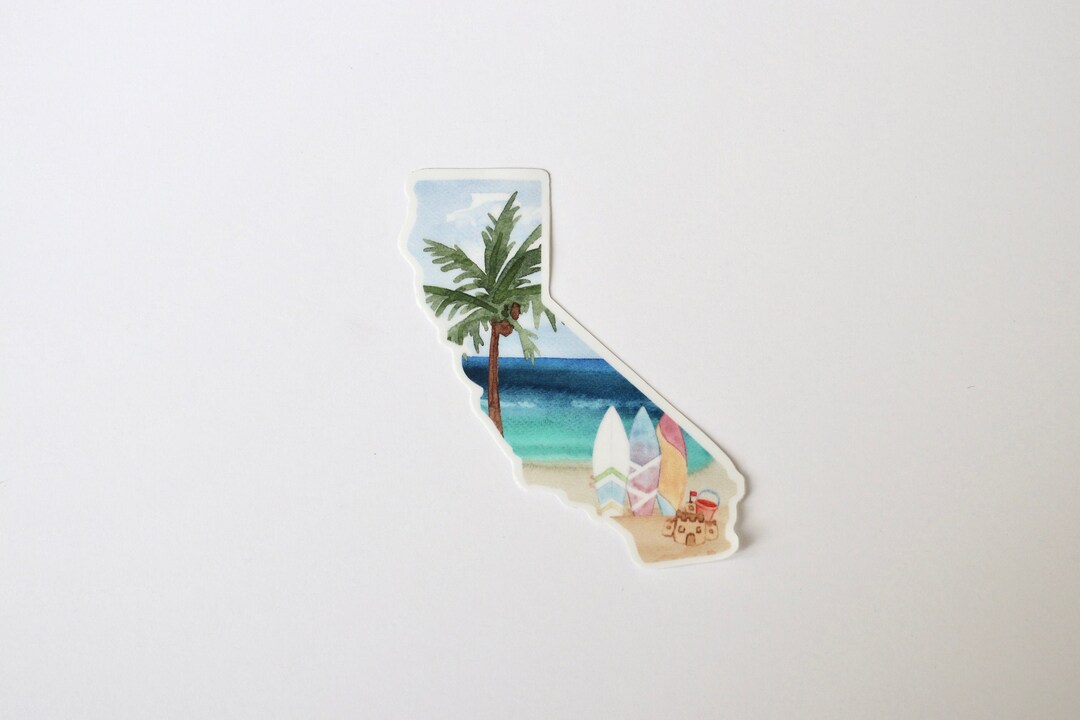 California Sticker, California Map Sticker, California State Sticker ...