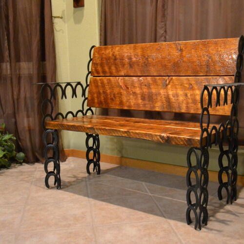 Horseshoe Bench Bench Horseshoe Art Home Decor Western | Etsy