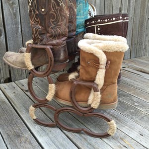 Horseshoe Boot Rack, Boot Rack, Southern Decor, Horseshoe Art ...
