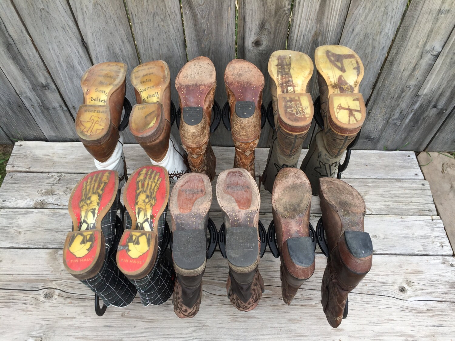 Horseshoe Boot Rack - Boot Rack- Six Pairs of Boots - Horseshoe Art ...