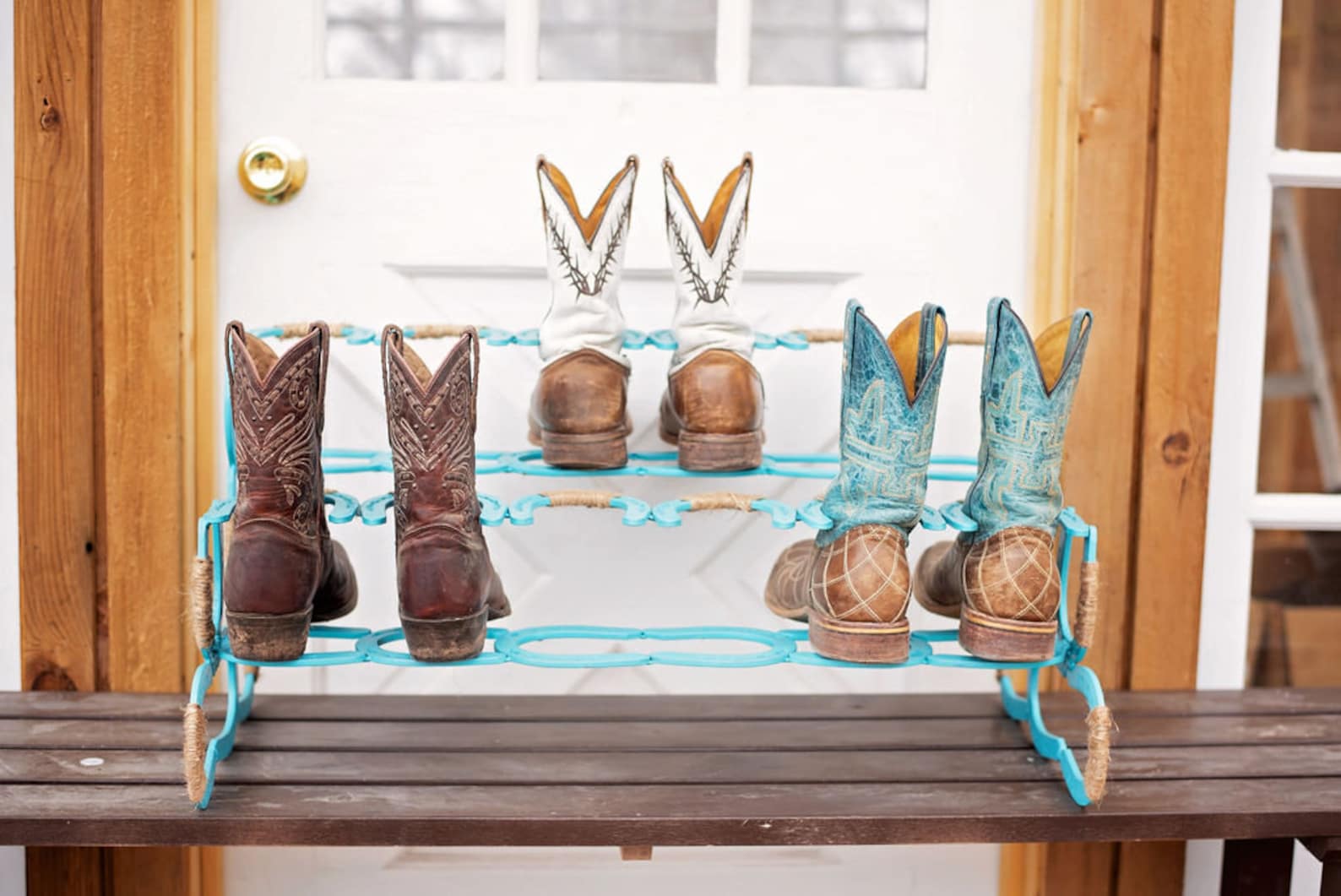 Horseshoe Boot Rack Horseshoe Boot Organizer Horseshoe Art Cowboy Boot ...