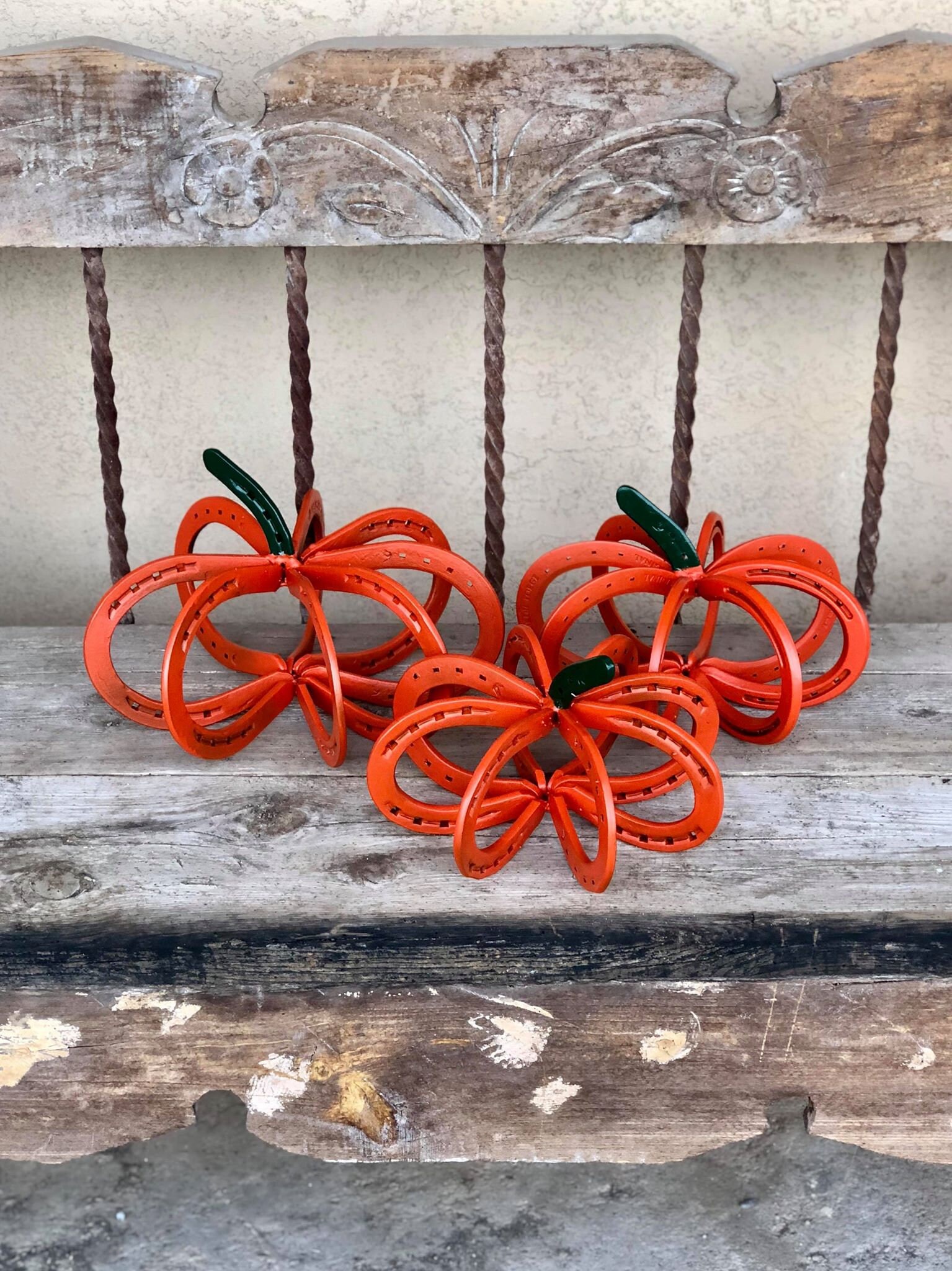 Pumpkins Set of 3 Horseshoe Pumpkins Fall Decor Fall | Etsy