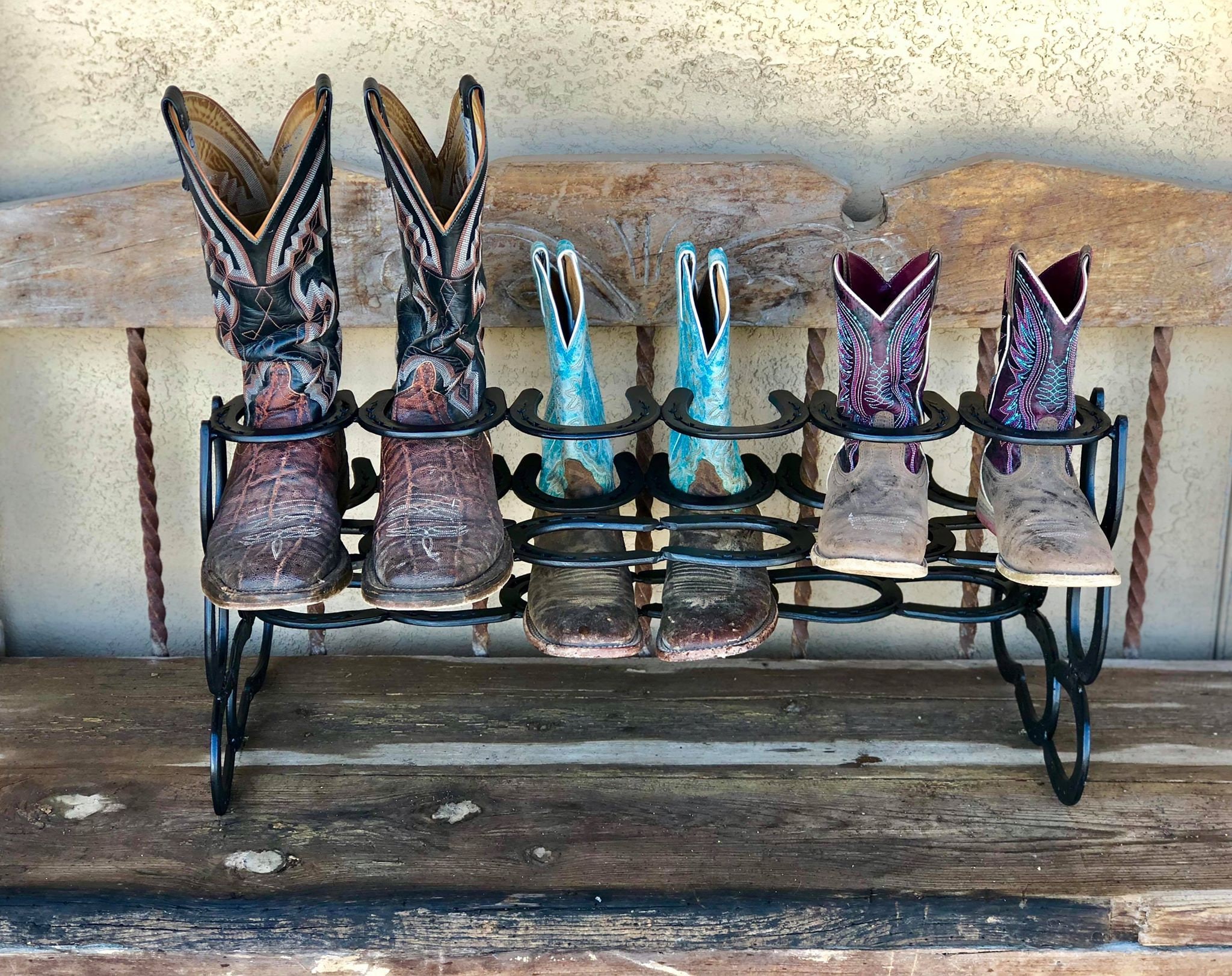 Boot Rack 6 Pairs of Boots Horseshoe Decor Horseshoe Art | Etsy