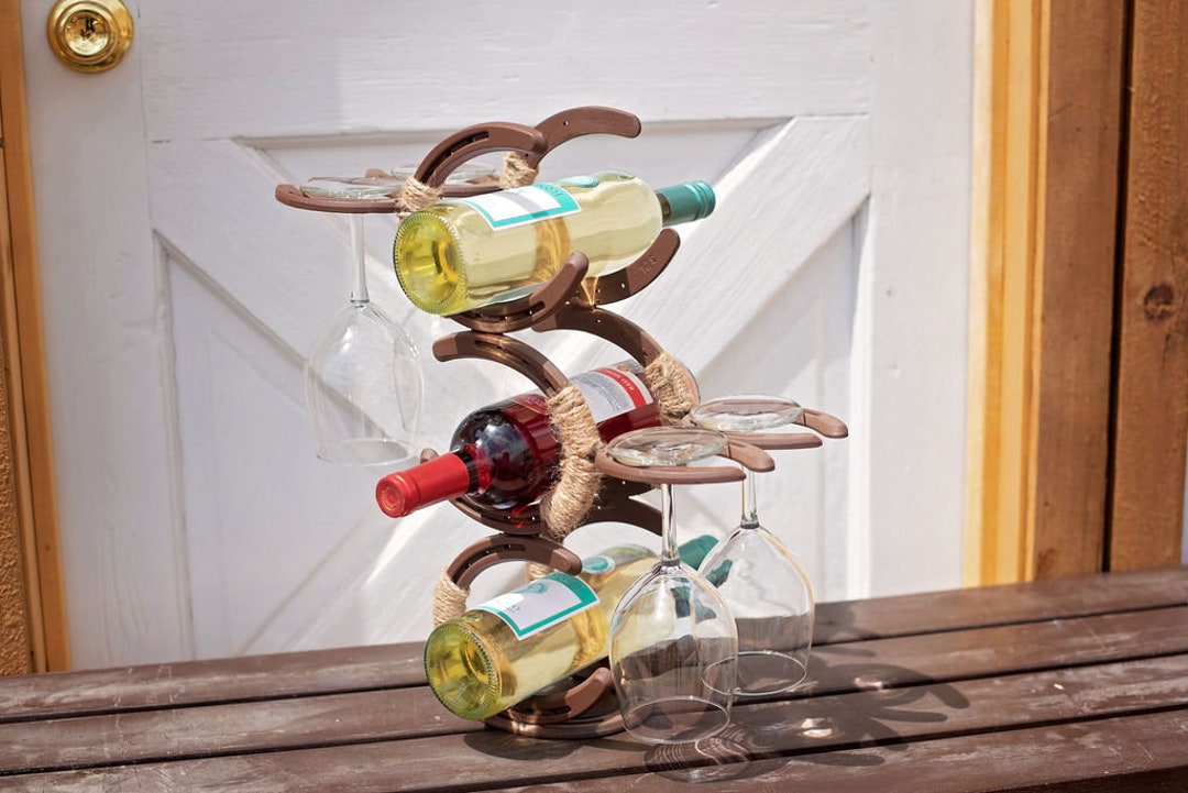 Horseshoe Wine Rack - Wine Rack - Rustic Wine Rack - Country Wine Rack ...